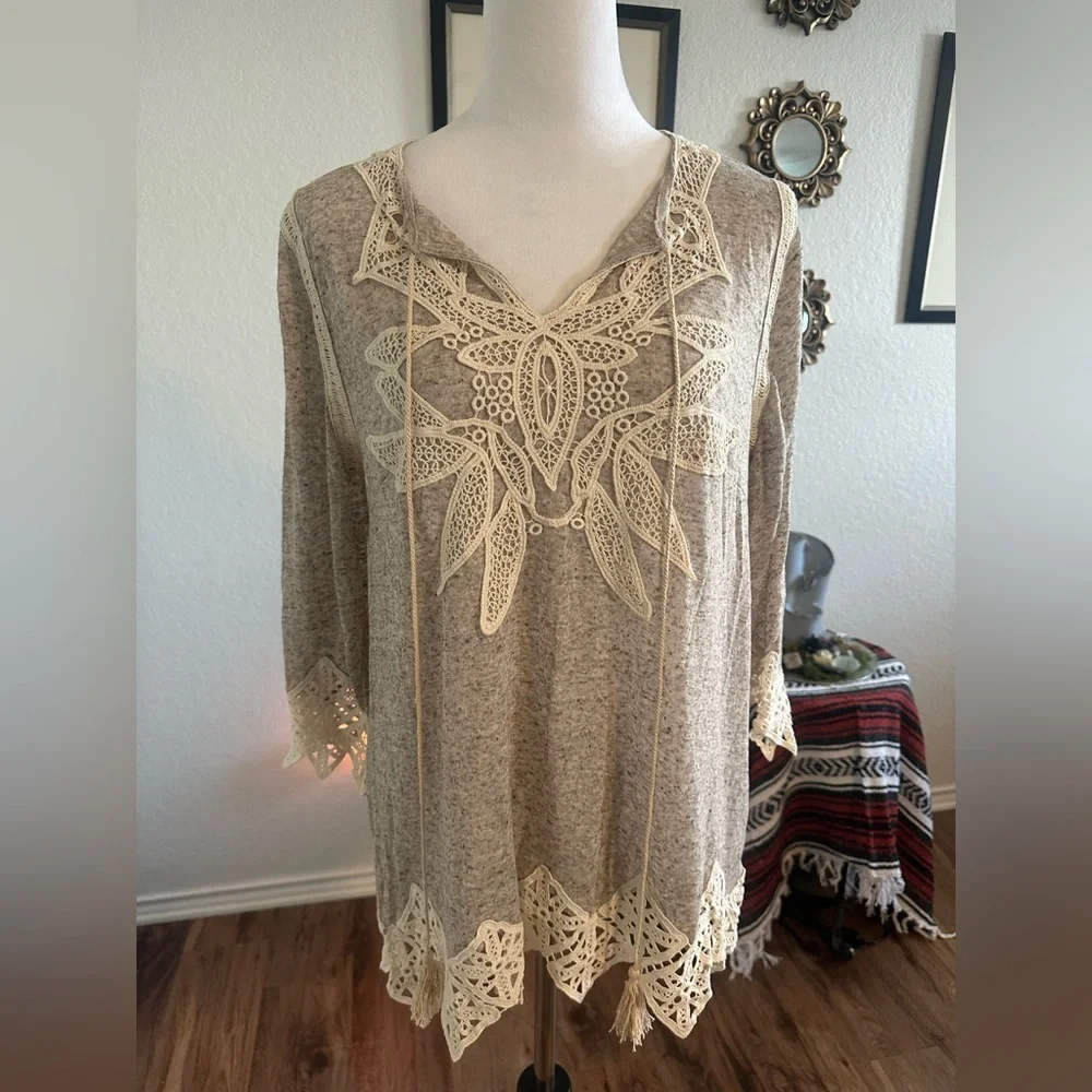 Ryu | Tops | Nwt Ryu Crochet Trim Tie Front Tunic Top | Poshmark